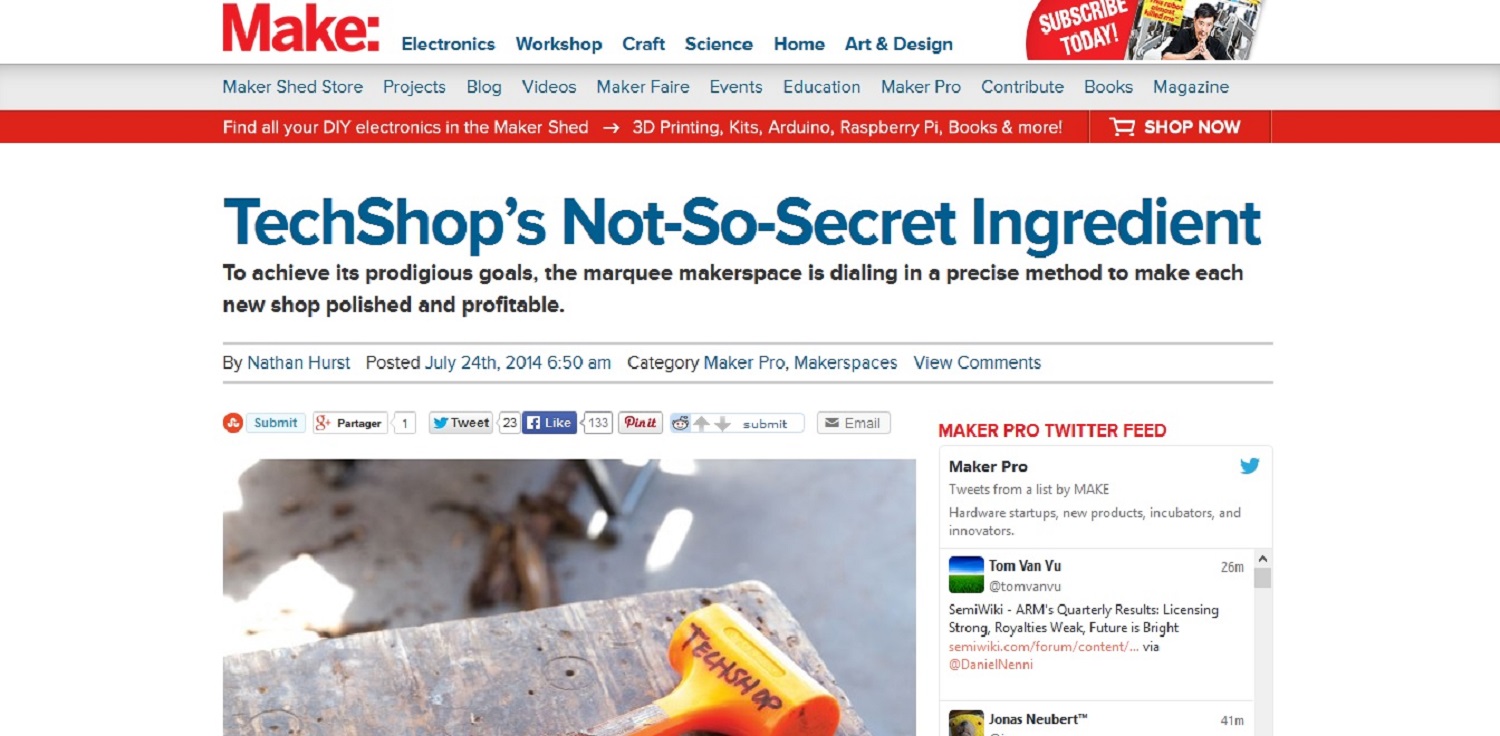 Lu ailleurs : le phénomène TechShop à la moulinette Makezine : Makery