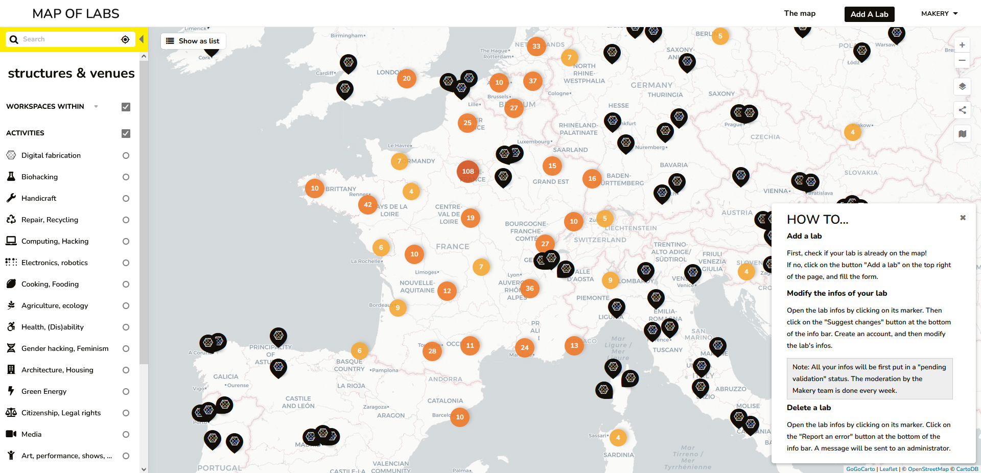 A new version of our map of labs : Makery